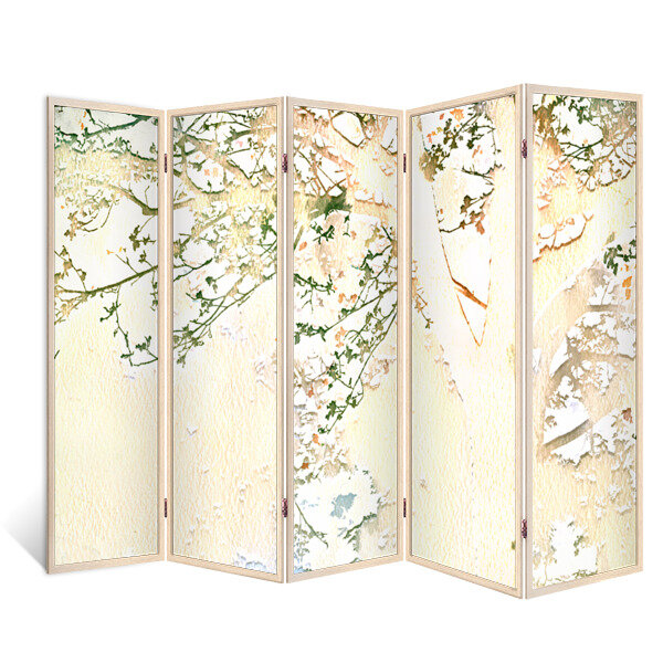 Ширма перегородка Деревья стиля 5 створок кремовый дуб 176х230 см