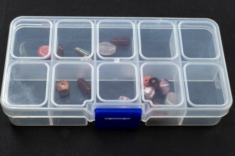 Контейнер для мелочей прямоугольный 10 ячеек, 12,7х6,5х2,2см, пластиковый, 1005-059, 1шт