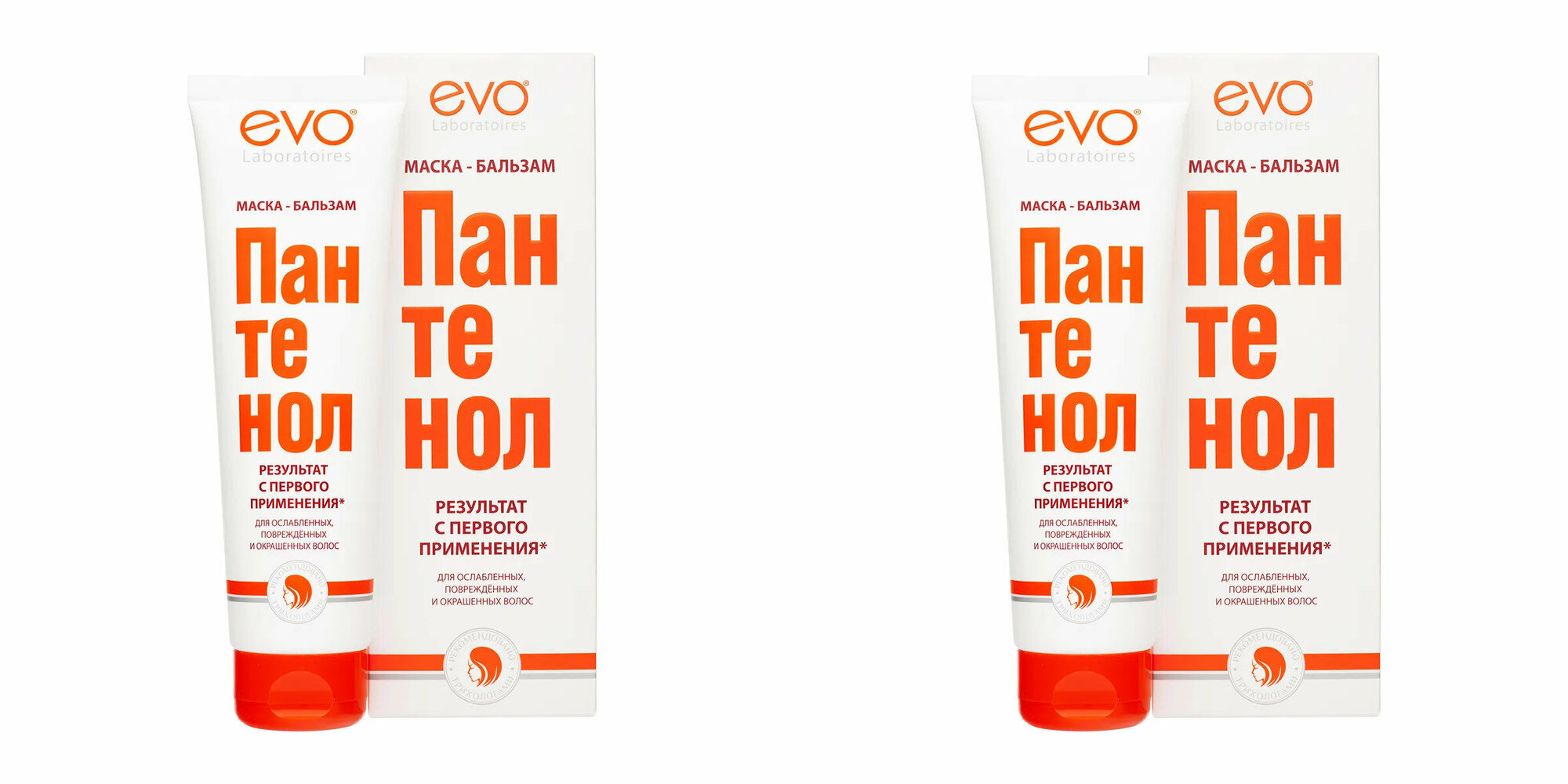 Маска для волос, EVO, пантенол, ослабленных, поврежденных, окрашенных и сухих волос, 250 мл, 2 шт