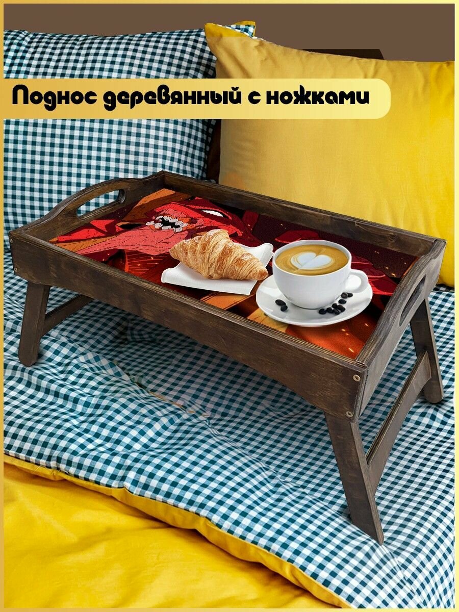 Деревянный поднос на ножках с рисунком аниме - 19