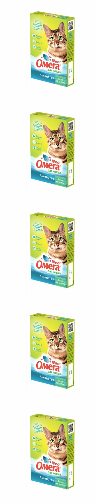Омега Neo Лакомство мультивитаминное для кошек Мятное настроение с кошачьей мятой,80 г,5 шт