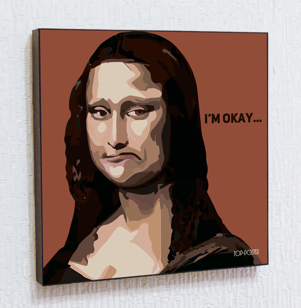 Картина постер Мона Лиза Окей в стиле ПОП-АРТ в рамке с креплением / Top Poster