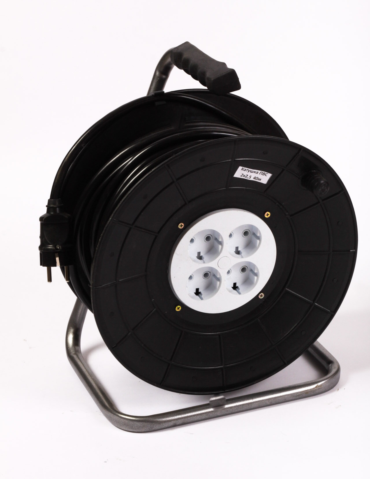 Удлинитель, ПВС 3х1,5 на катушке, 40 метров 4 розетки.