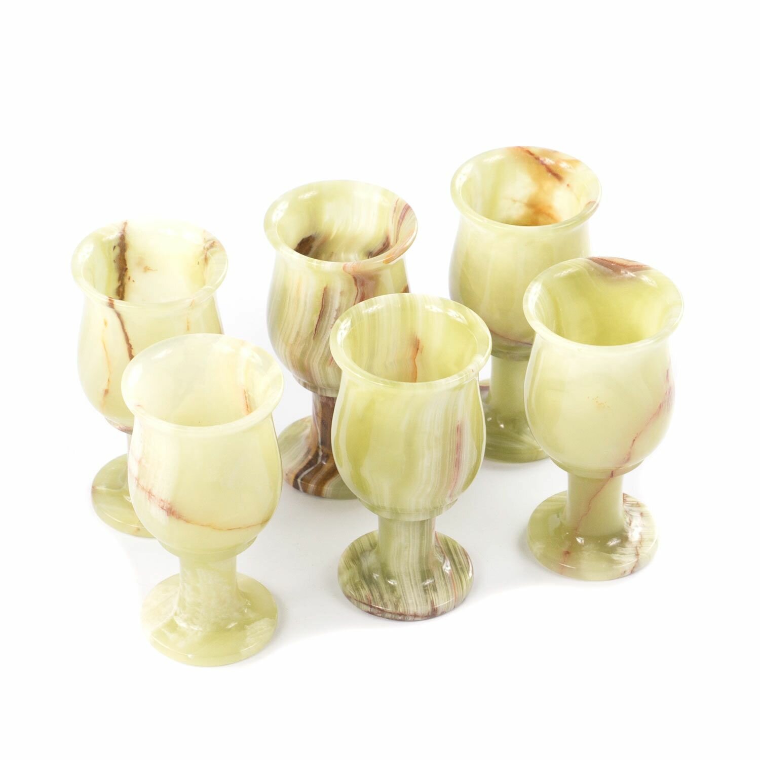 Набор фужеров 6 шт из камня оникс 130 мл 6х12 см в коробке 121523