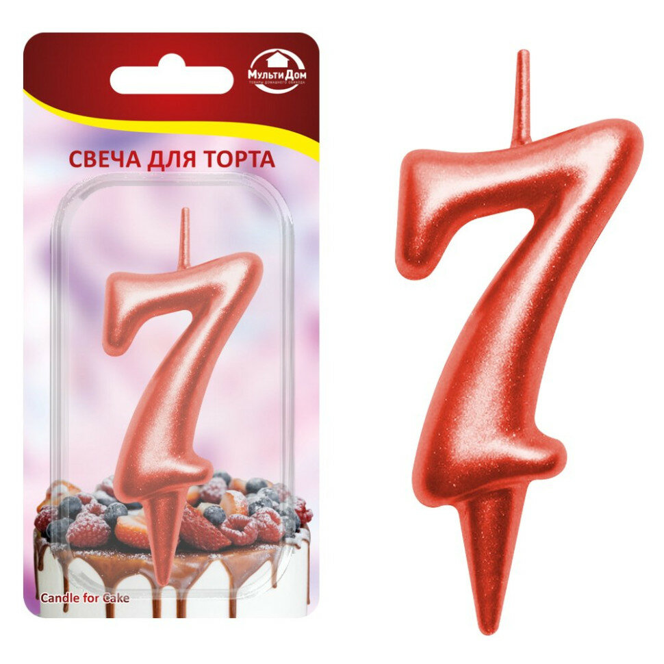Свеча для торта "Овал" цифра 7 (красный), 8х4х1,2 см. (арт. МС5-37)