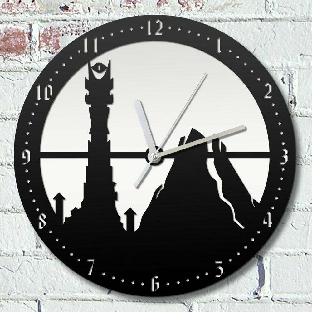 Настенные деревянные бесшумные часы кино Властелин колец кольца власти - 2227