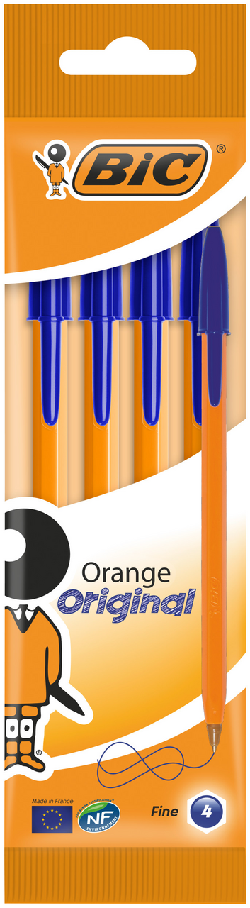 Ручки шариковые BIC Orange Fine синие, 4шт