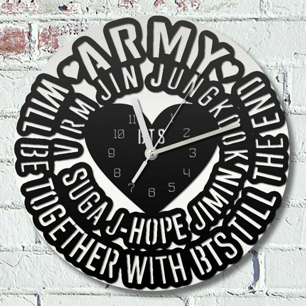 Настенные деревянные бесшумные часы Музыка BTS - 2332