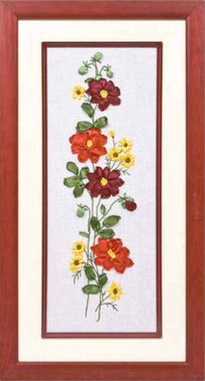 Набор для вышивания крестом, лентами "Георгины", 16х43 см, Ц-989, Panna