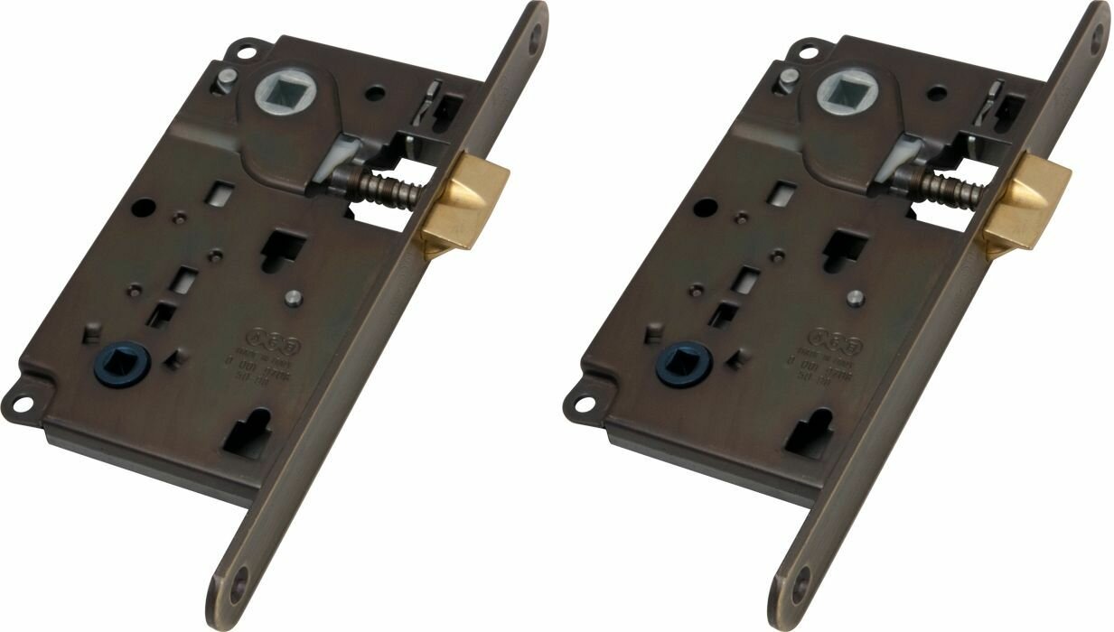 Замок межкомнатный WC защёлка вверху AGB (АГБ) Centro (античная бронза) B01013.50.12 (комплект 2 штуки)