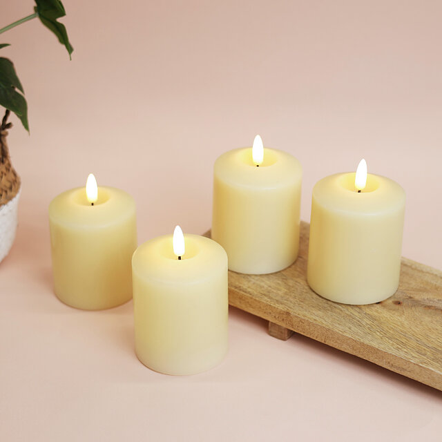 Набор светодиодных свечей с имитацией пламени Соланж 12 см, 4 шт с пультом управления, на батарейках, Kaemingk, 485318