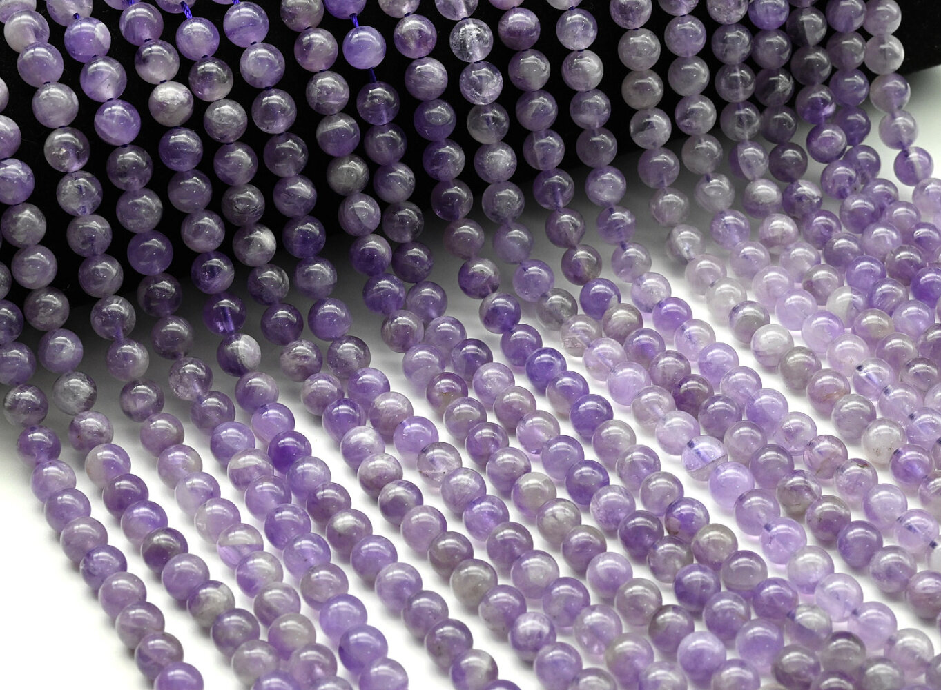 Бусины из аметиста шарик 7мм, 38см, 55 бусин .