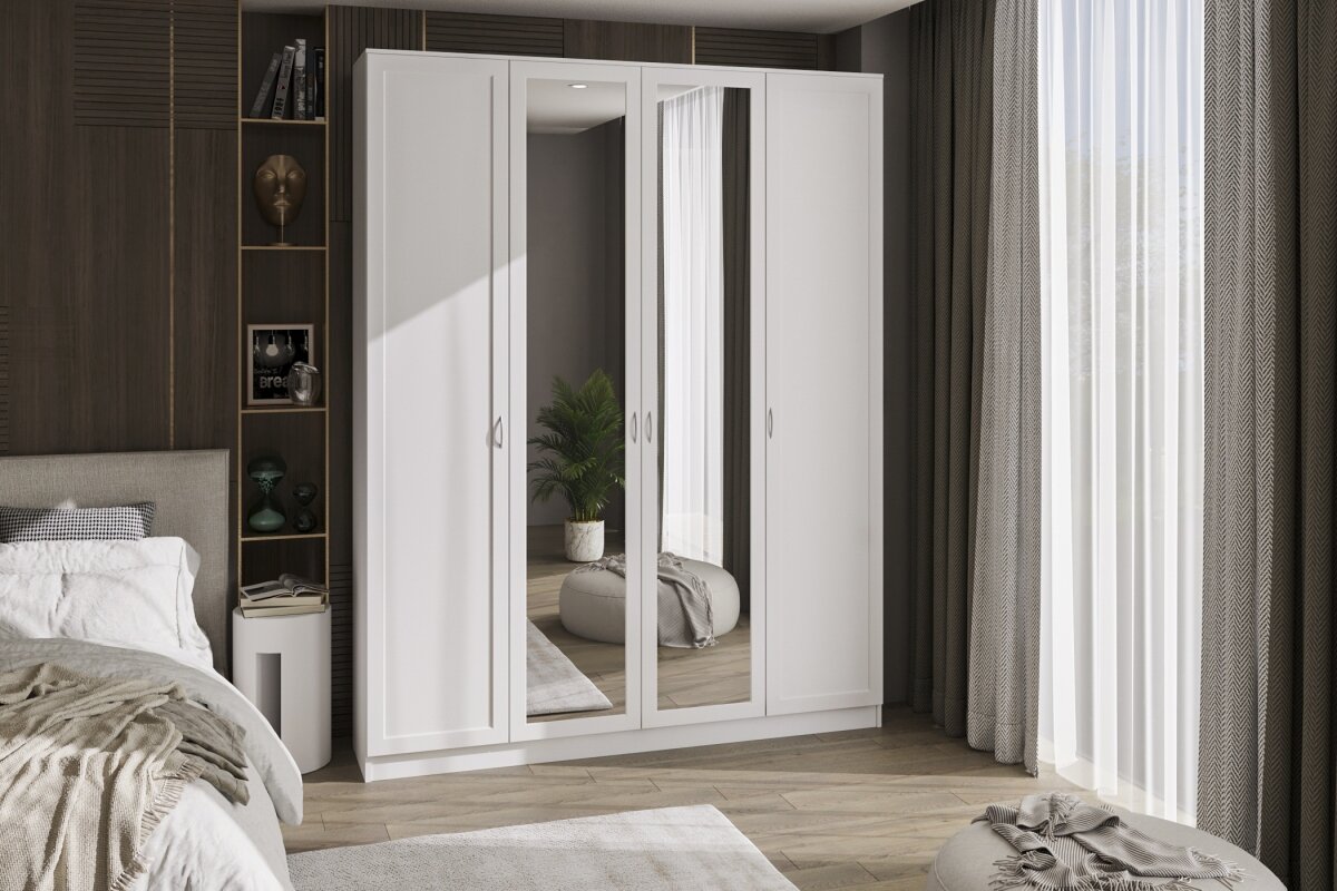 Шкаф распашной Стайл-4 Белый для одежды четырехдверный 160*230*40