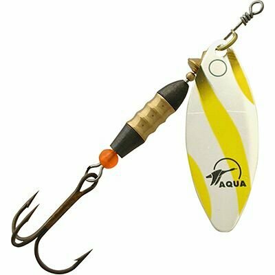 Блесна для рыбалки AQUA LONG 04,0g, лепесток № 1, цвет LO-20 (серебро, желтый, черный), 1 штука
