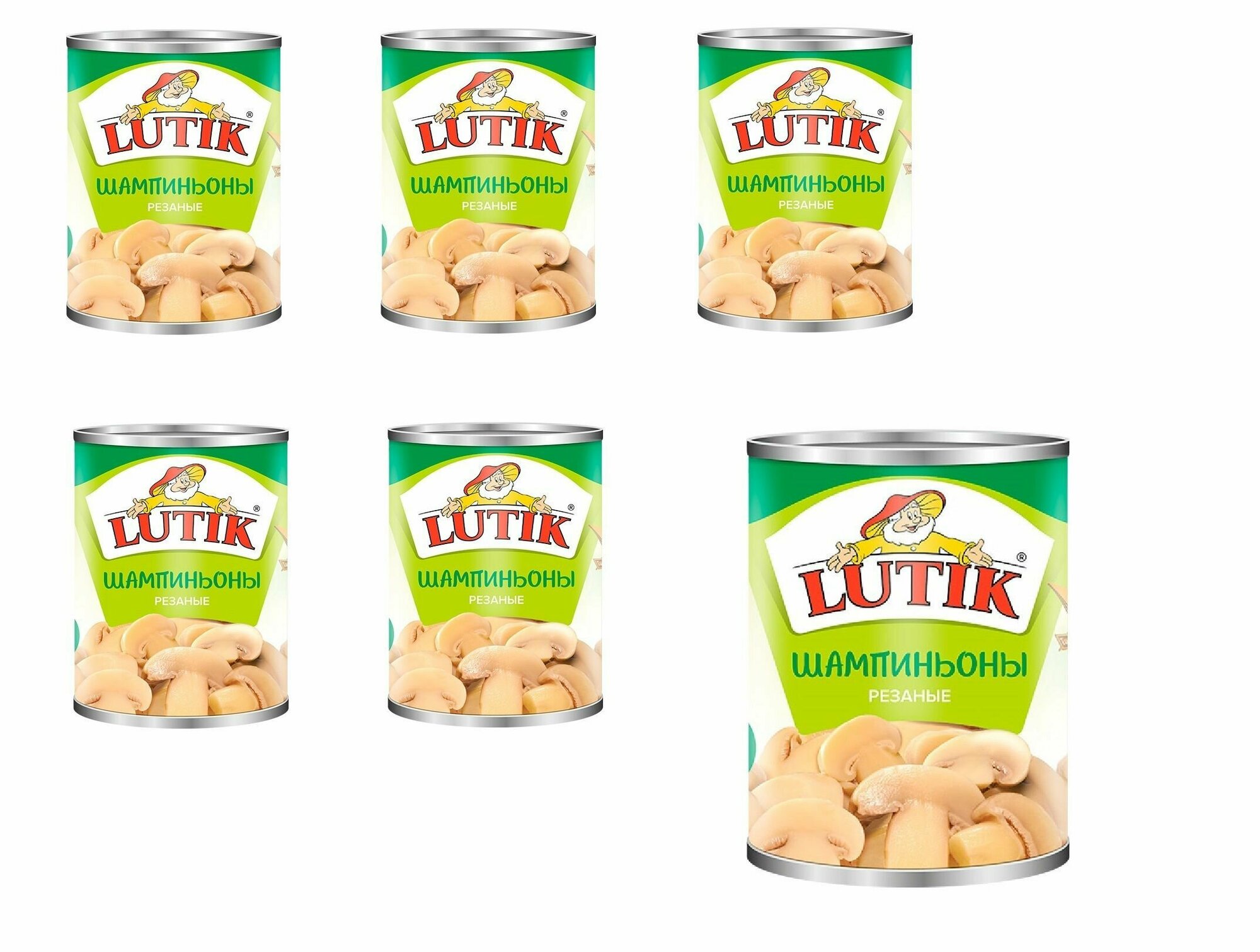 Шампиньоны резаные "Lutik" 800 г 6 шт