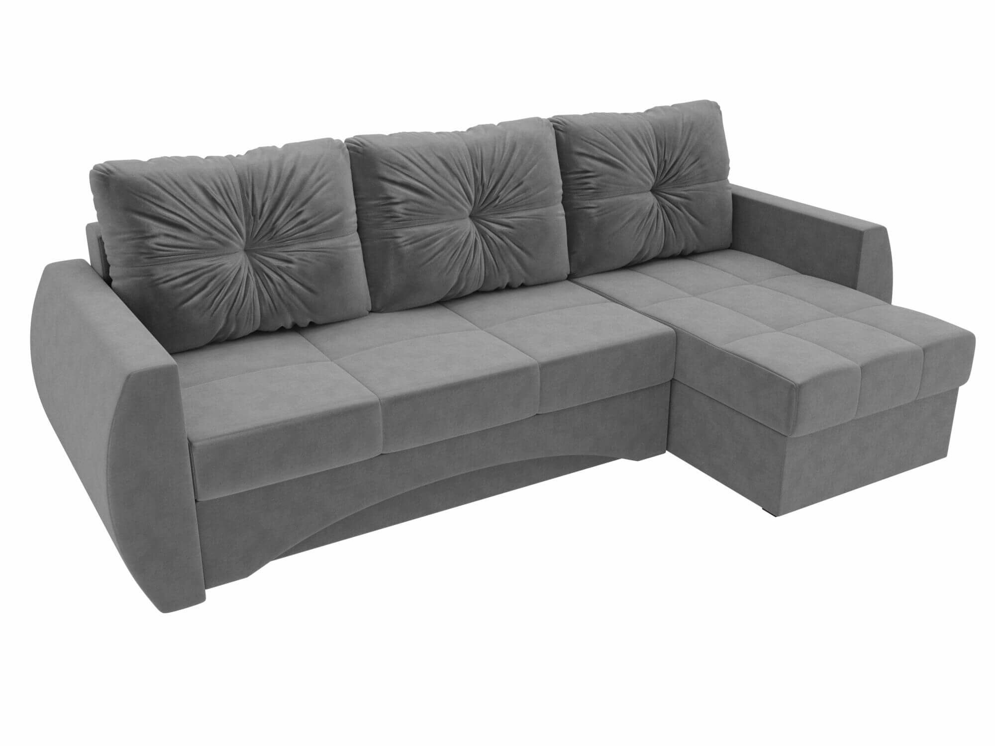 Artum Угловой диван Сатурн флок серый правый