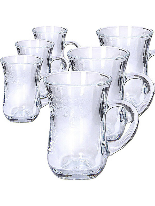 Набор стаканов для чая, стекло, 6 шт, 140мл