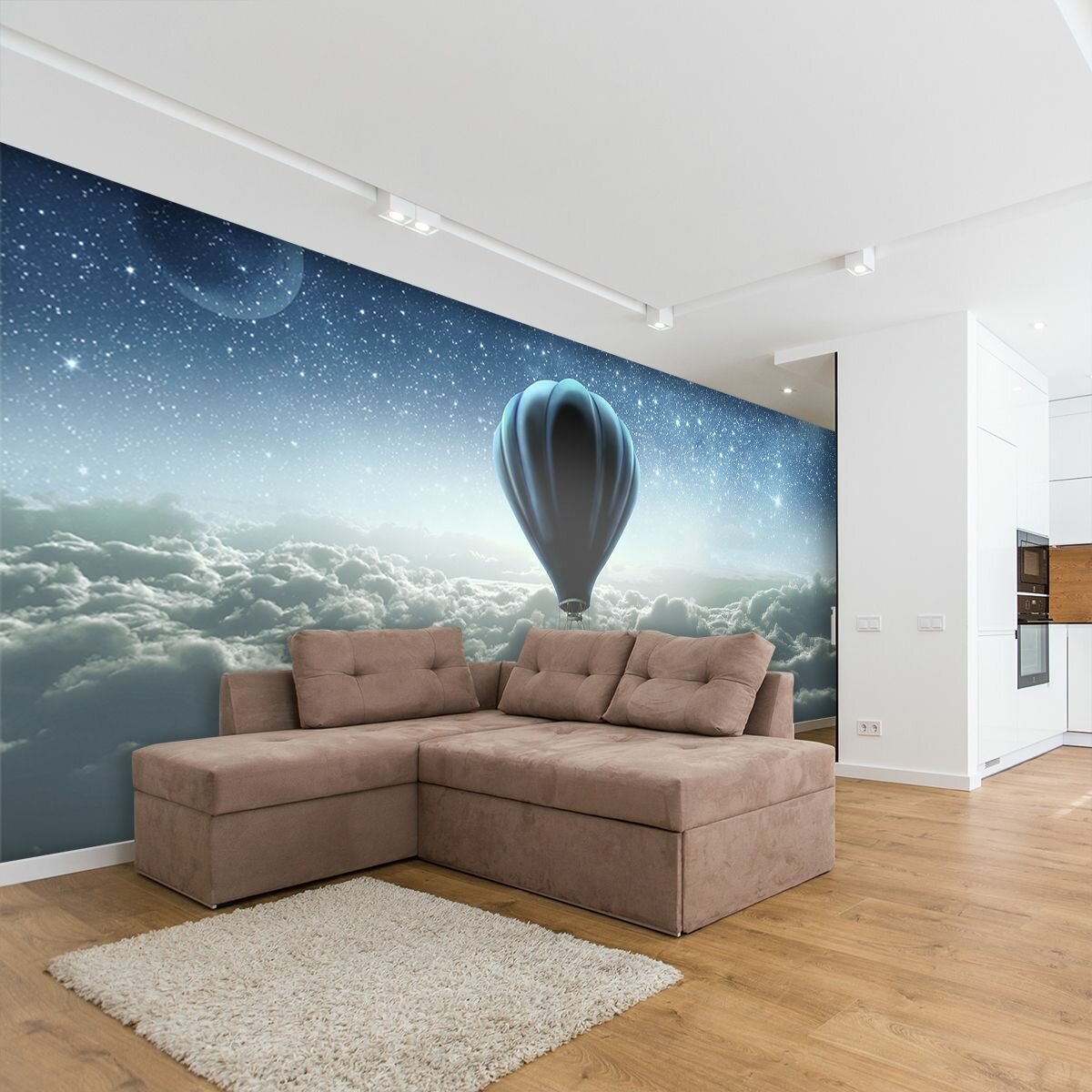 Фотообои / флизелиновые обои Воздушный шар над облаками 6,12x 2,7 м