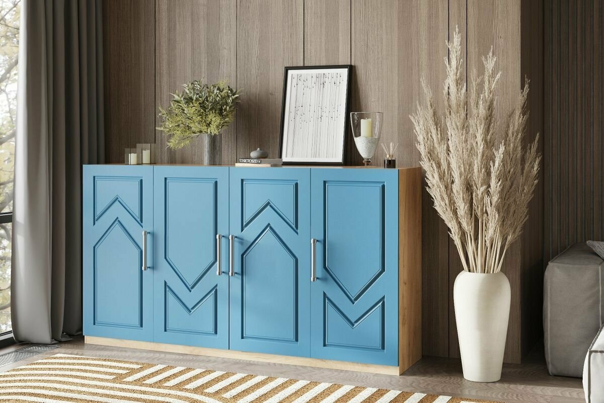 Комод Эверест-4 МДФ Аквамарин для одежды четырехдверный 140*90*40