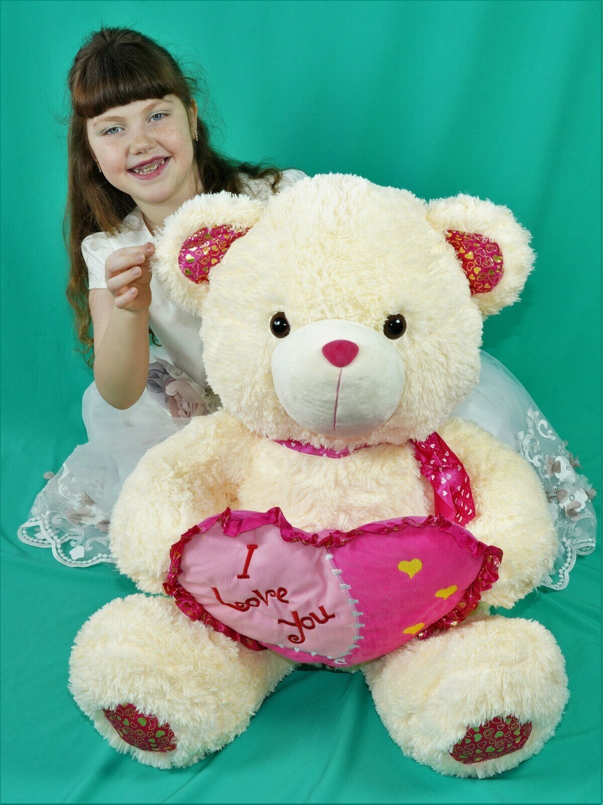 Мягка игрушка Мишка с сердцем "i love you" 80 см.