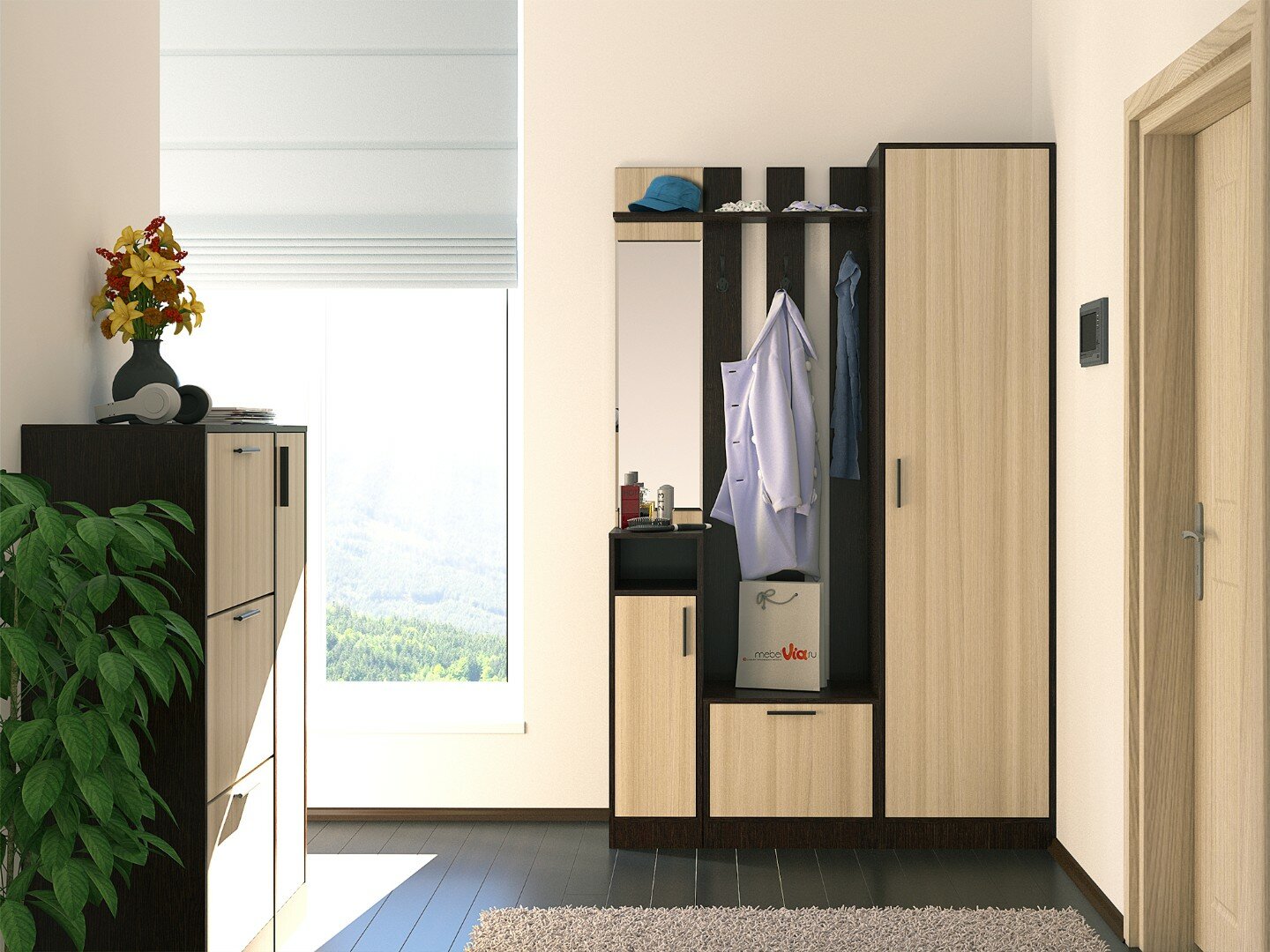 Прихожая Лофт 4, МФ-Купе, 138х39х218, Венге/Ясень шимо светлый