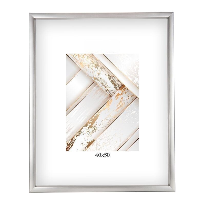 Рамка для фотографии, постера, рисунка, фоторамка 40х50, классическая box, под дерево, серебристая GF 6127