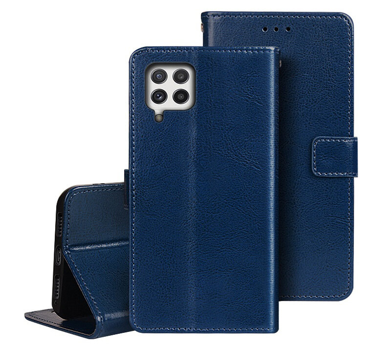 Чехол-книжка MyPads для Samsung Galaxy A22 4G SM-A225F (2021) из импортной кожи с подставкой застёжкой синий
