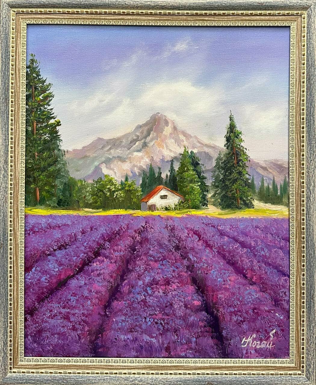 Картина маслом, цветы "Лавандовое поле" 2