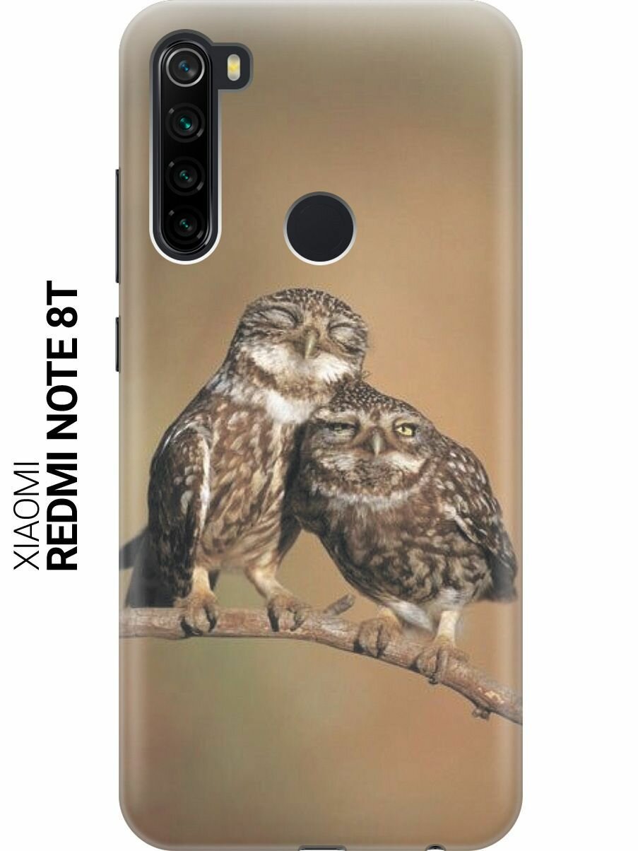 Силиконовый чехол на Xiaomi Redmi Note 8T, Сяоми Редми Ноут 8Т с принтом "Пара совушек"