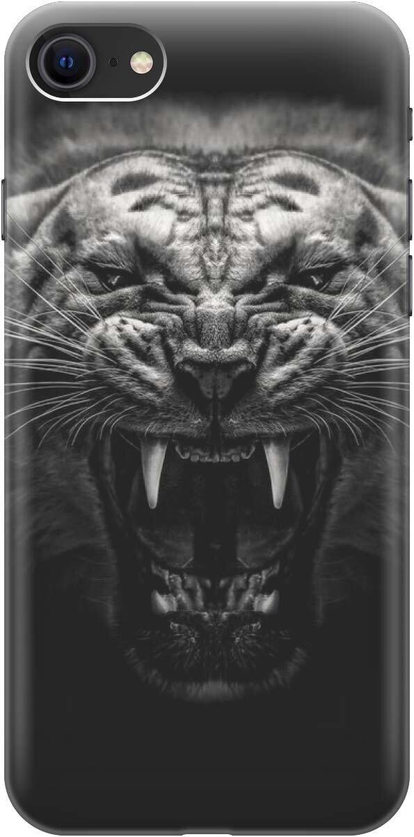 Силиконовый чехол на Apple iPhone SE (2022) / SE (2020) / 8 / 7 / Эпл Айфон СЕ 2022 / СЕ 2020 / 8 / 7 с рисунком "Оскал тигра"