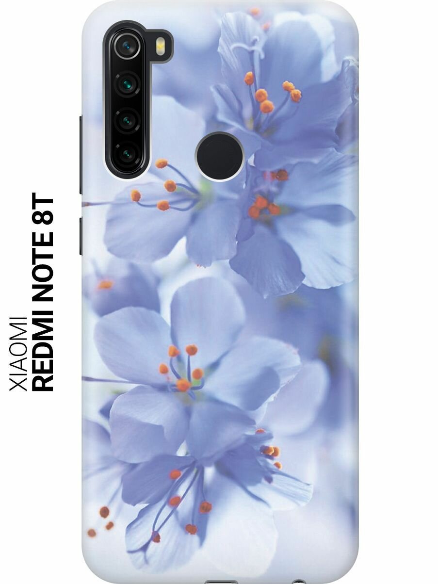 Силиконовый чехол на Xiaomi Redmi Note 8T, Сяоми Редми Ноут 8Т с принтом "Лазурные орхидеи"