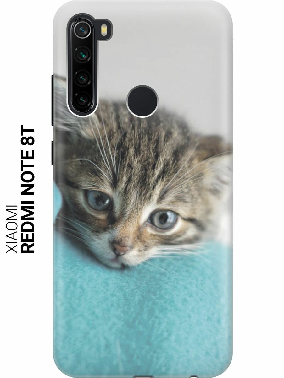 Силиконовый чехол на Xiaomi Redmi Note 8T, Сяоми Редми Ноут 8Т с принтом "Котенок на пледе"