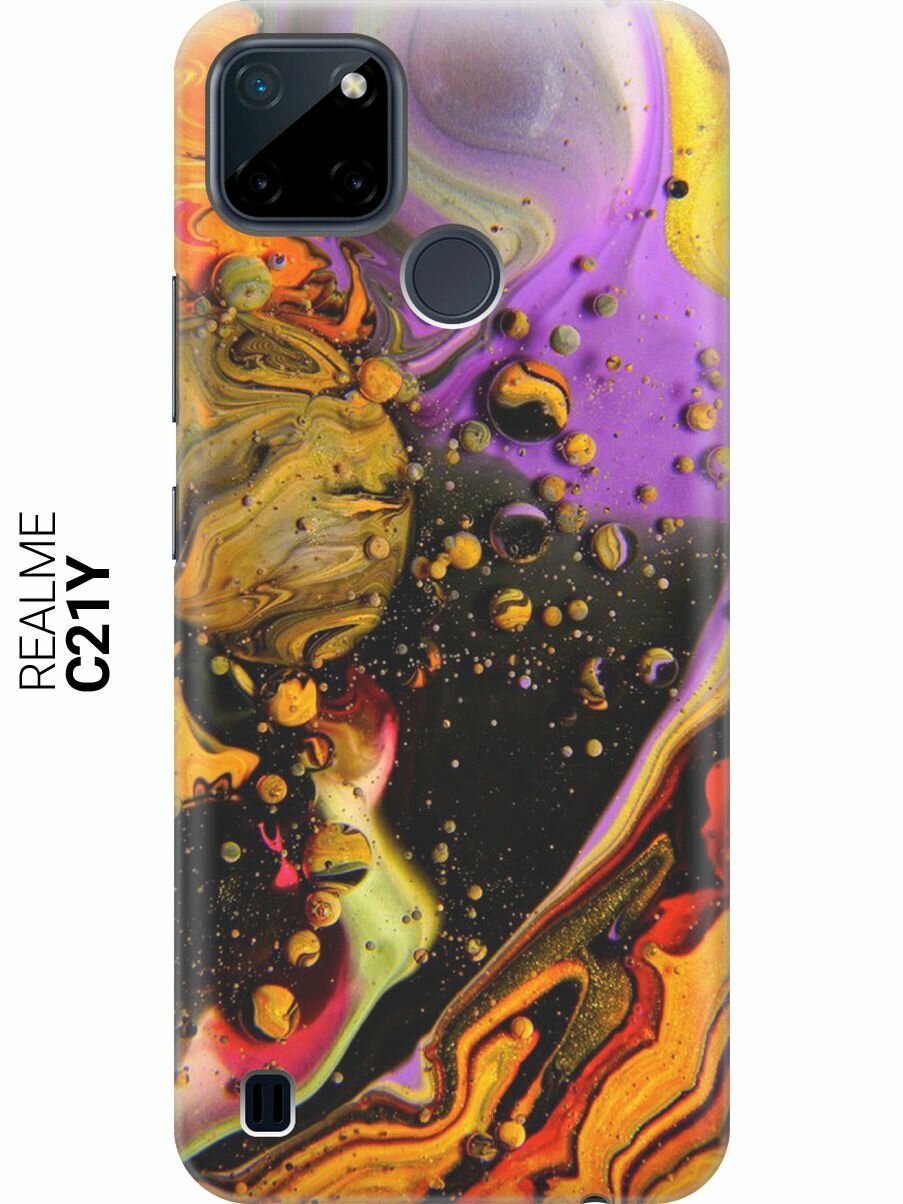 Силиконовый чехол на Realme C21Y, Рилми С21у с принтом "Разноцветные капли"