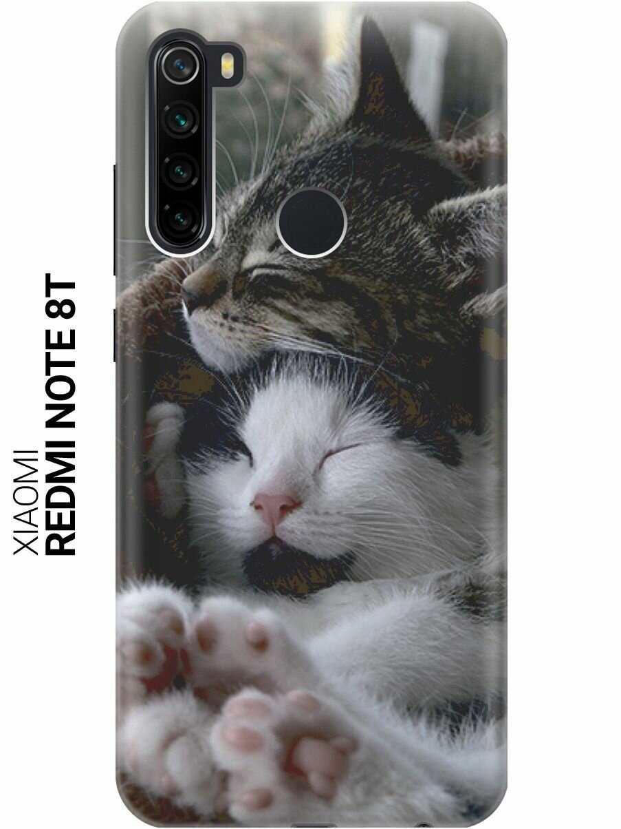 Силиконовый чехол на Xiaomi Redmi Note 8T, Сяоми Редми Ноут 8Т с принтом "Отдыхающие котики"