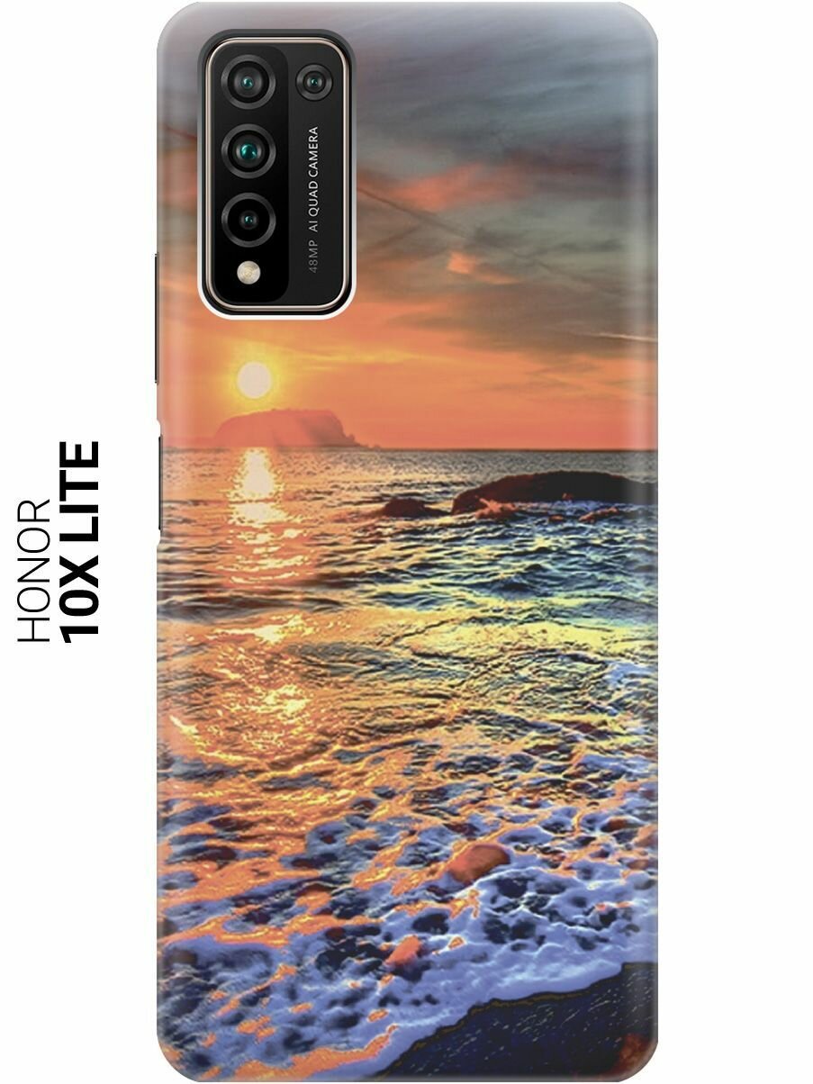 Силиконовый чехол на Honor 10x Lite, Хонор 10Х Лайт с принтом "Закат на море"