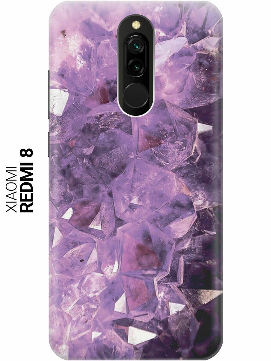 Силиконовый чехол на Xiaomi Redmi 8, Сяоми Редми 8 с принтом "Сиреневые кристаллы"