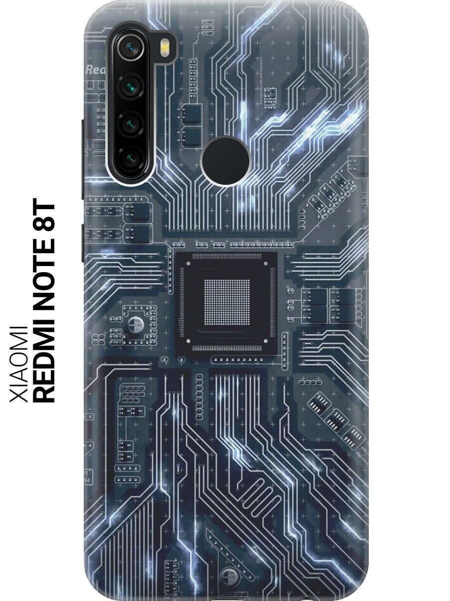 Силиконовый чехол на Xiaomi Redmi Note 8T, Сяоми Редми Ноут 8Т с принтом "Синяя микросхема"