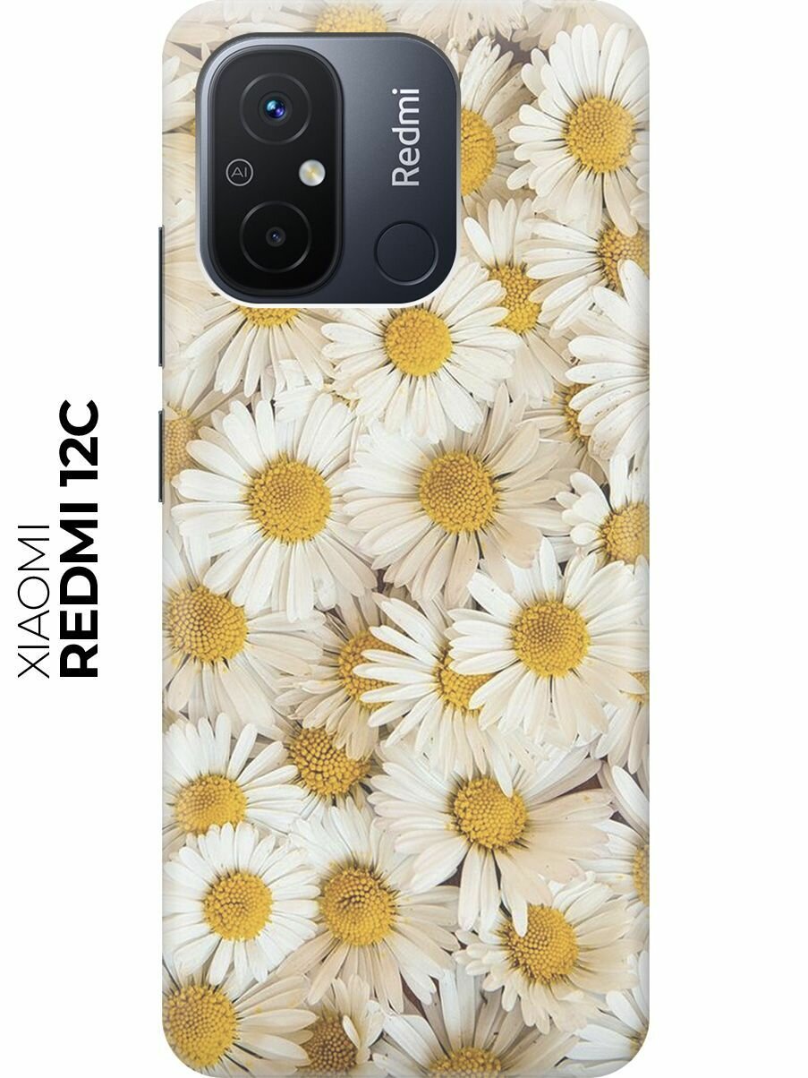 Силиконовый чехол Много ромашек на Xiaomi Redmi 12C / Сяоми Редми 12С