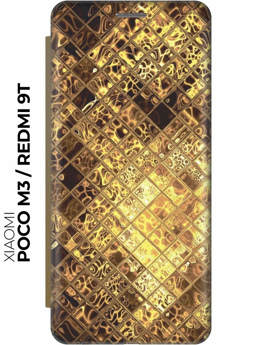 Чехол-книжка Янтарные соты на Xiaomi Redmi 9T / Poco M3 / Сяоми Поко М3 / Сяоми Редми 9Т золотой