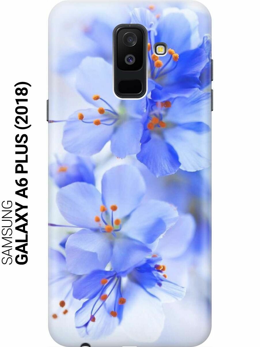 Ультратонкий силиконовый чехол-накладка для Samsung Galaxy A6 Plus (2018) с принтом "Лазурные орхидеи"