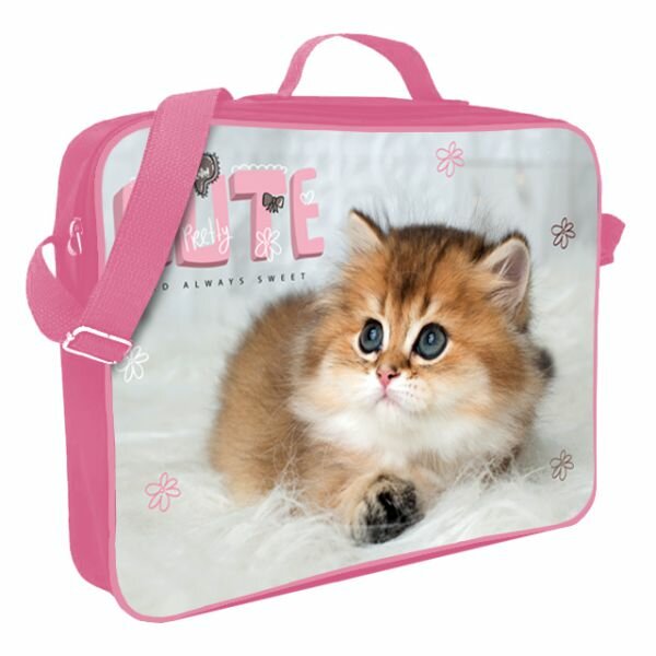 Папка на молнии тканевая А4, 35х26,5х6 см ПМД 5-20 Cute kitty , с регулируемым ремнем