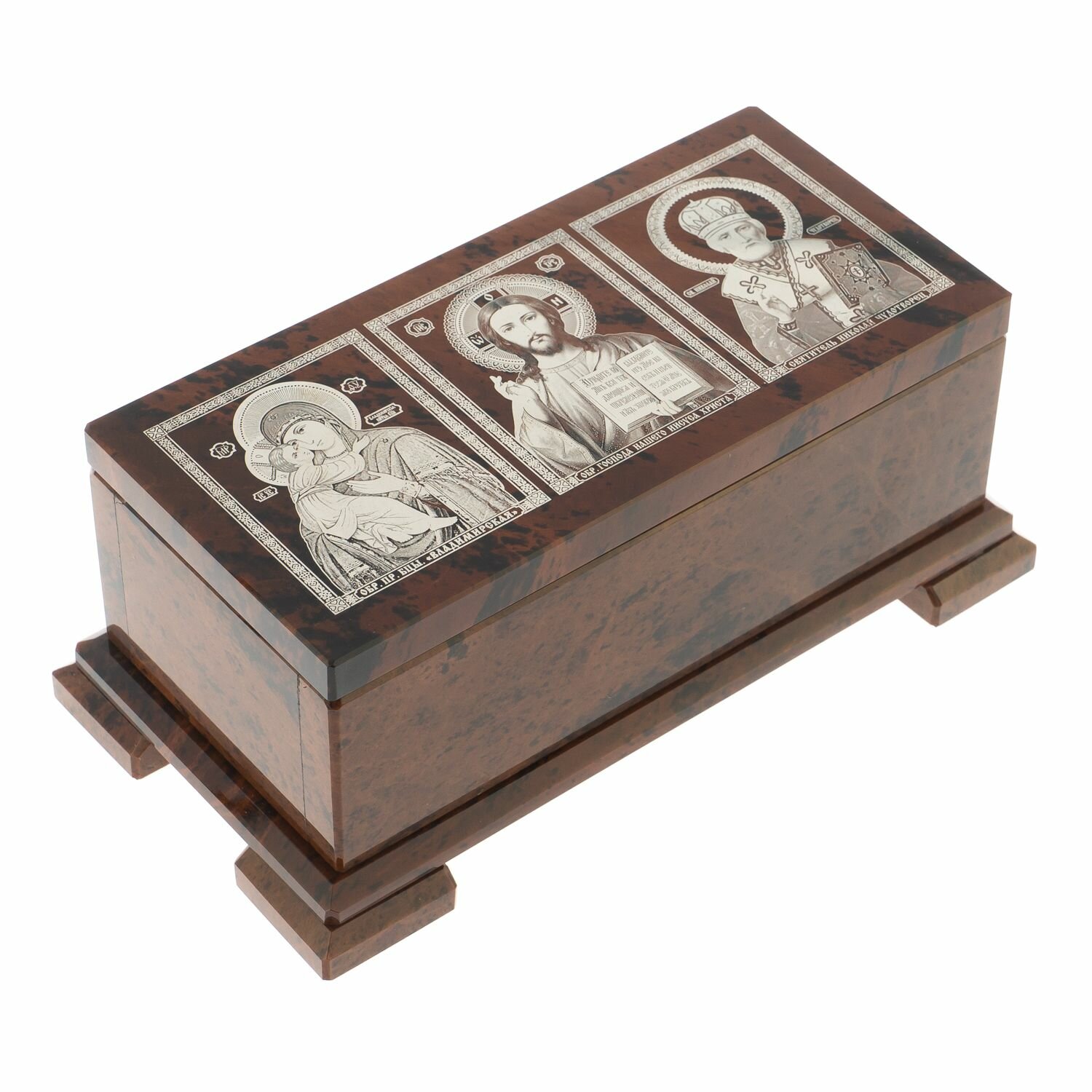 Шкатулка с иконой "Святые лики" камень обсидиан 18,5х10х7,5 см 122356