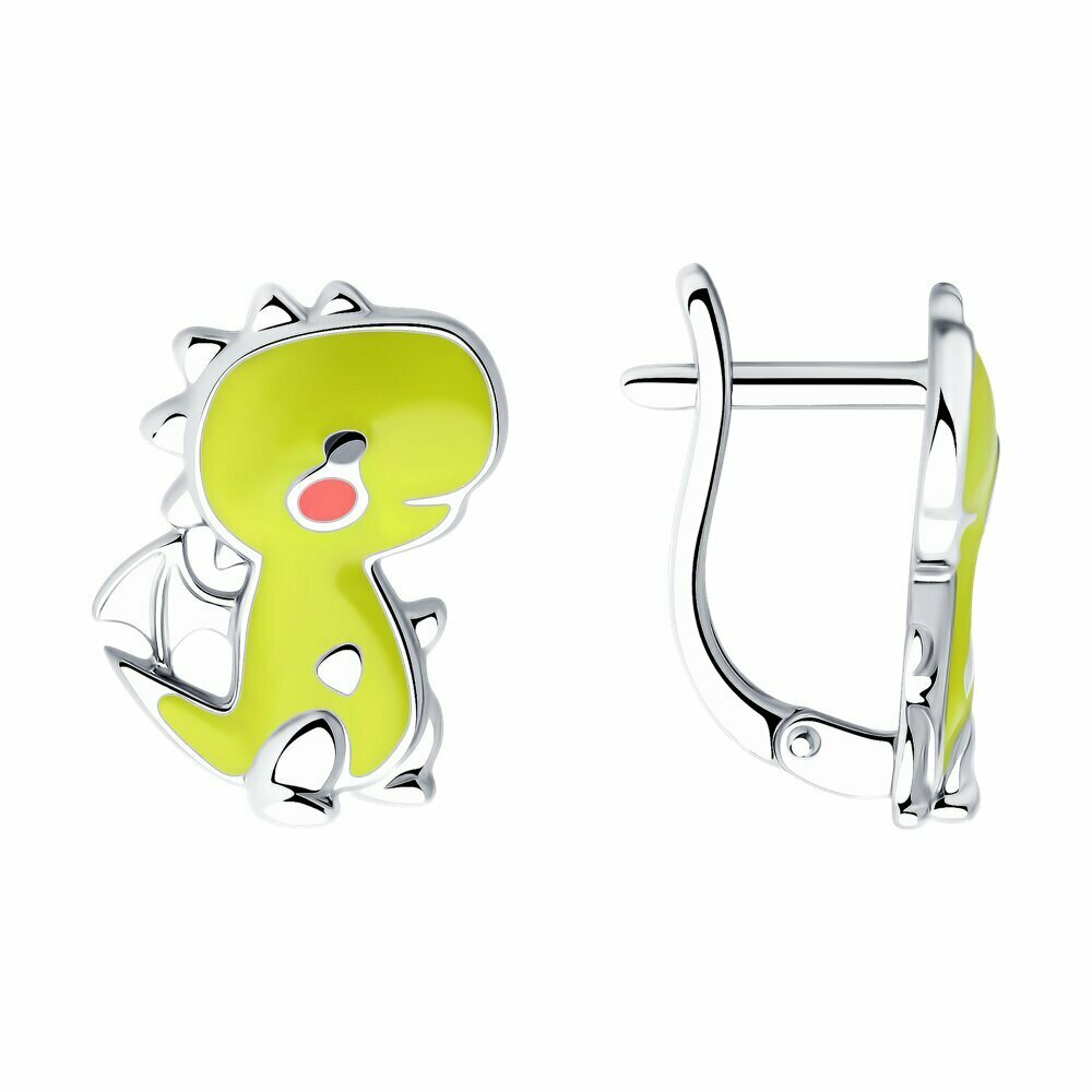 Серьги, серебро, 925 проба, эмаль