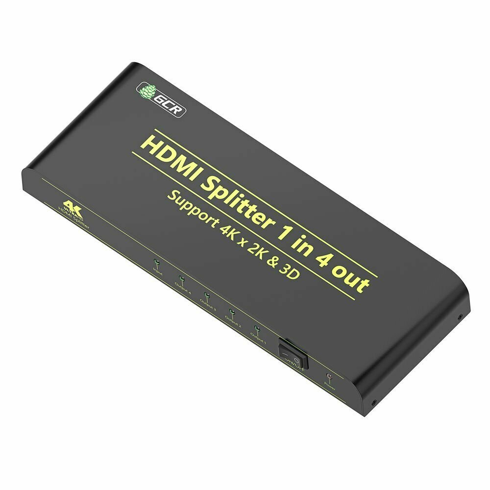 Разветвитель HDMI 1.4 1 х 4 GCR для монитора телевизора компьютера UltraHD Full HD индикация активного подключения сплиттер hdmi