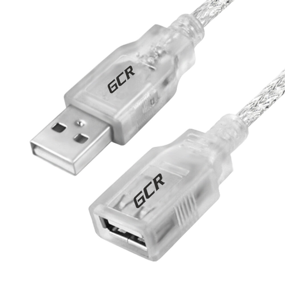 Удлинитель GCR 1.8м USB 2.0 для энергоемких устройств с поддержкой быстрых передачи данных армированый экран заземление