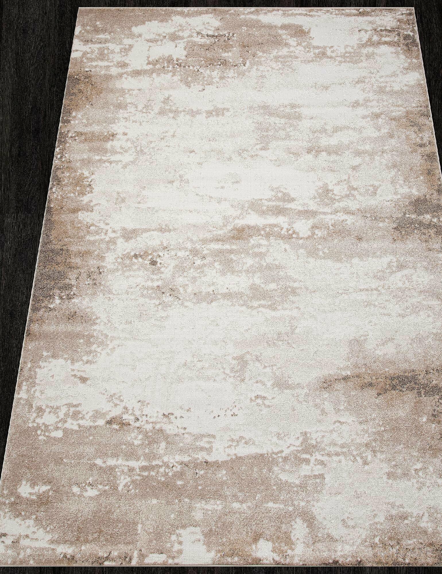 Ковер на пол в гостиную в спальню 100х200 см бежевый современный ворс 7 мм 403061 ковренок