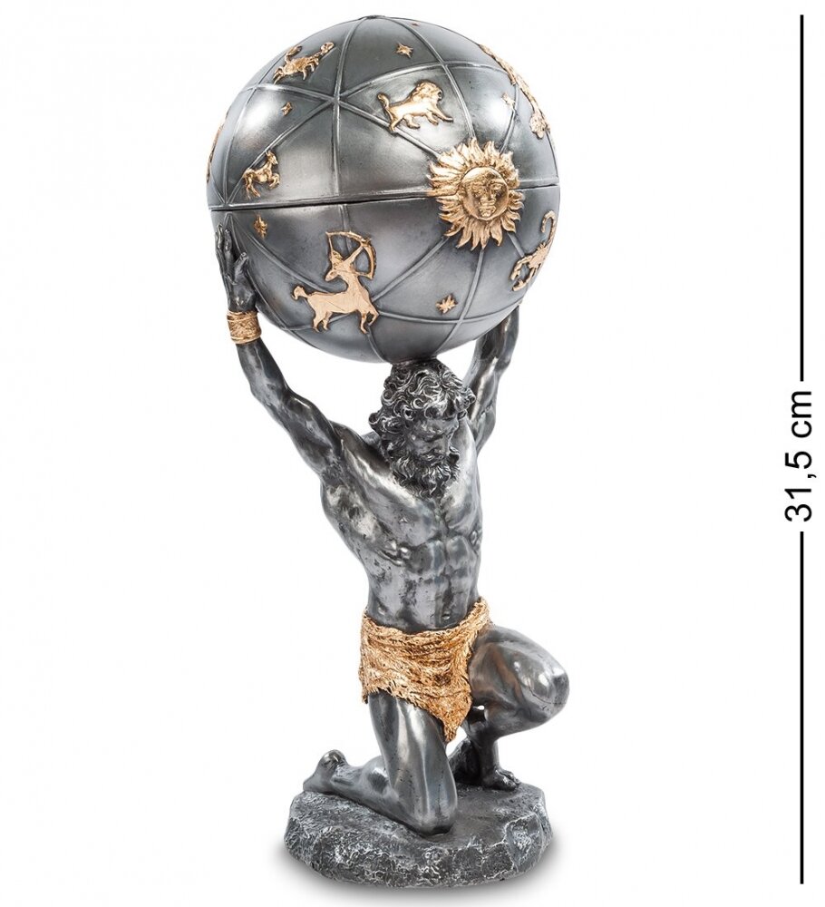 Статуэтка-шкатулка Veronese "Атлас" (black/gold) WS-20