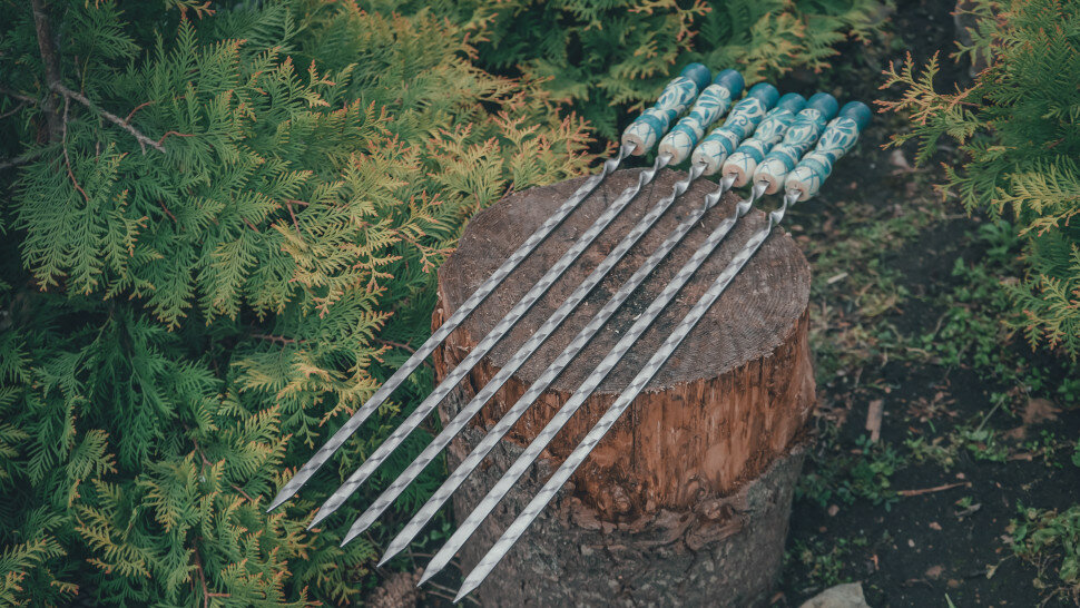 Шампура 5шт ручка "Гжель" 50см