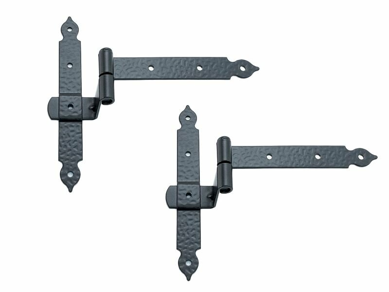 Петля-стрела накладных ставен левая ноэз ПССт2-Л-S черный матовый (комплект 2 штуки)