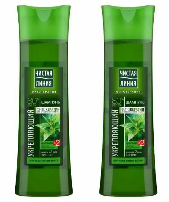 Чистая Линия Шампунь для всех типов волос Фитотерапия, Укрепляющий, Крапива, 400 мл,2 шт